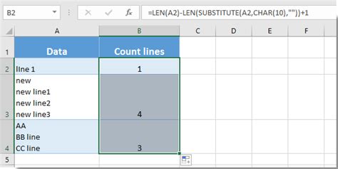How To Count Number Of Lines Line Breaks In A Cell In Excel