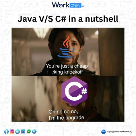 workcrew on linkedin javavscsharp programminghumor codewars