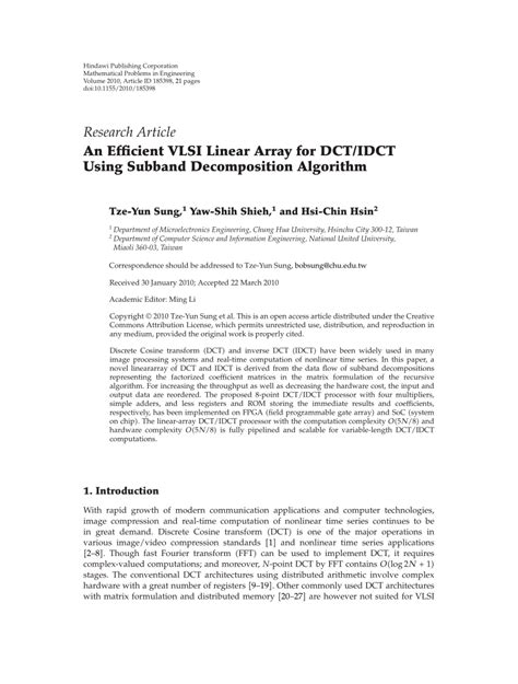 Pdf An Efficient Vlsi Linear Array For Dctidct Using Subband