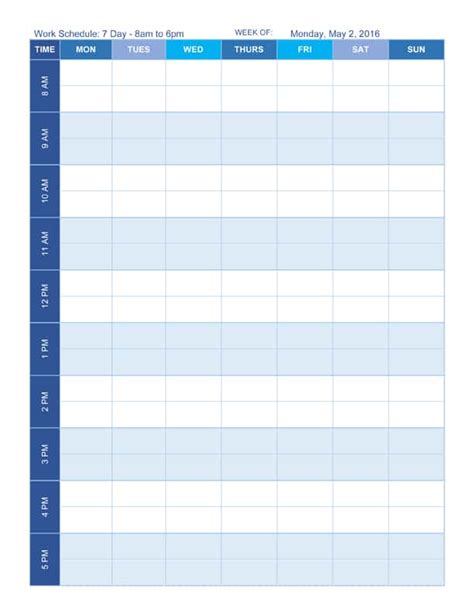 Free Work Schedule Templates For Word And Excel