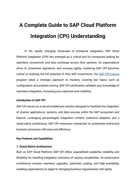 PPT A Complete Guide To SAP Cloud Platform Integration CPI Understanding PowerPoint