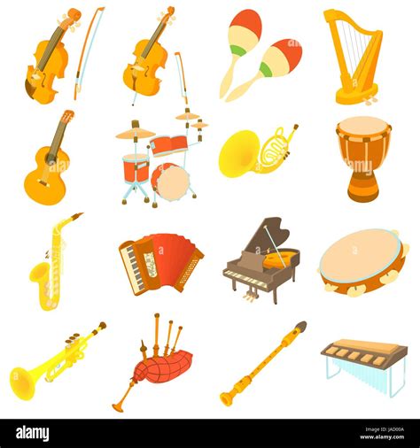 Musical Instruments Icons Set Cartoon Illustration Of 16 Musical