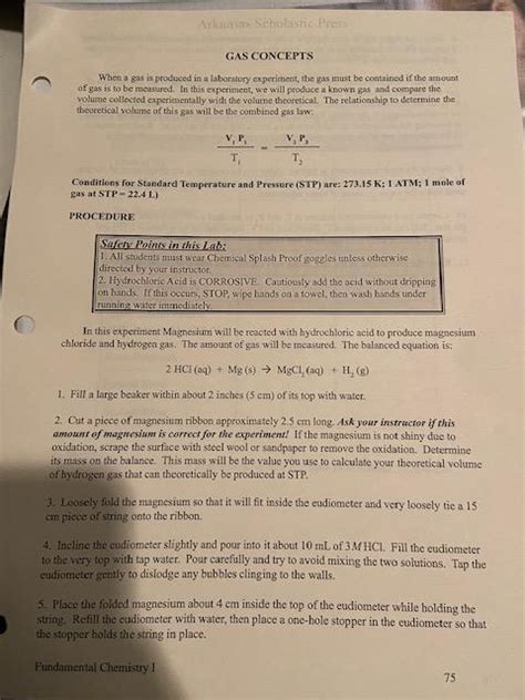solved ark scholstie press lab 11 gas concepts lab 11