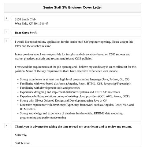 Senior Staff Sw Engineer Cover Letter Velvet Jobs