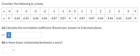 Solved Consider The Following Xy Data A Calculate The