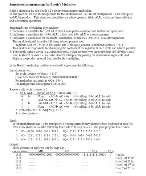 solved simulation programming for booth s multiplier build a