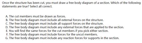 Solved Once The Structure Has Been Cut You Must Draw A Free