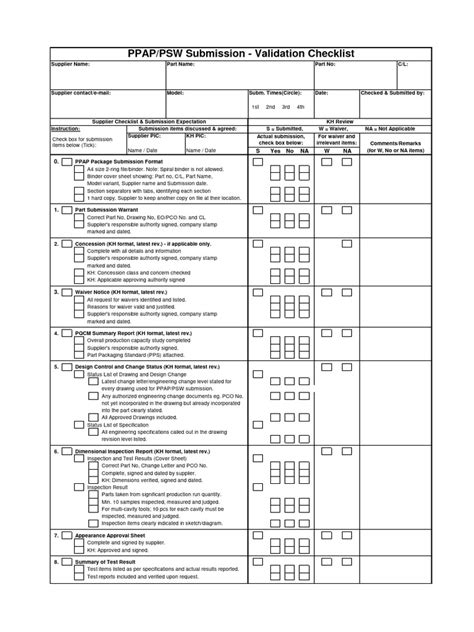 Ppap Format Pdf Specification Technical Standard Packaging And Labeling