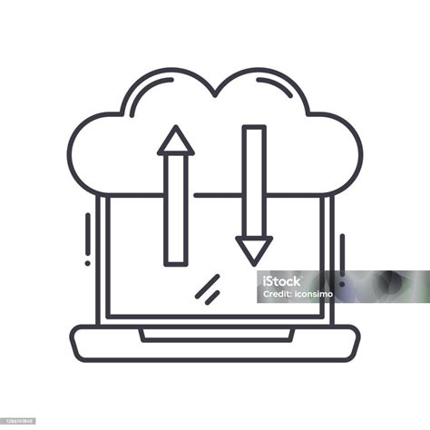 클라우드 컴퓨터 아이콘 선형 격리 된 그림 얇은 선 벡터 웹 디자인 기호 흰색 배경에 편집 가능한 스트로크와 개요 개념 기호 개체 그룹에 대한 스톡 벡터 아트 및 기타