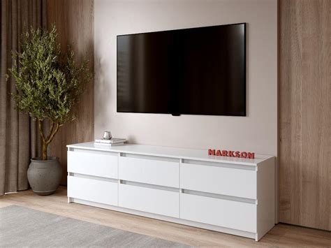 ᐉ Тумба під телевізор на 6 висувних ящиків Білий Ms309 • Краща ціна в Києві Україні • Купити