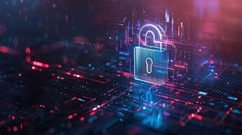 Premium Photo Digital Lock Data Protection Encryption Padlock Circuit Glowing Background