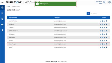 Data Dictionary Dashboard