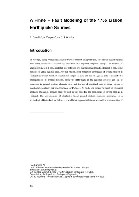 Pdf A Finite Fault Modeling Of The 1755 Lisbon Earthquake Sources