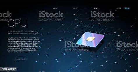 Quantum Computer Large Data Processing Database Conceptcpu Isometric Banner Central Computer