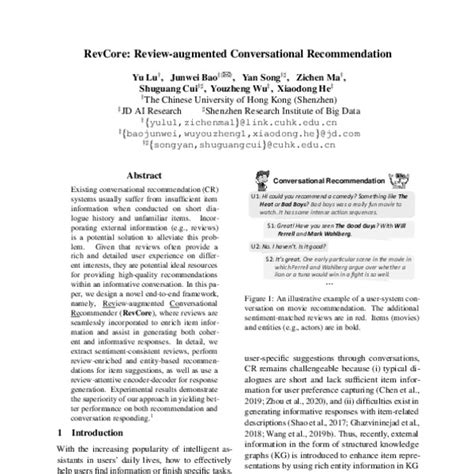 Revcore Review Augmented Conversational Recommendation Acl Anthology