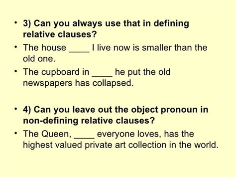 Defining And Non Defining Relative Clauses