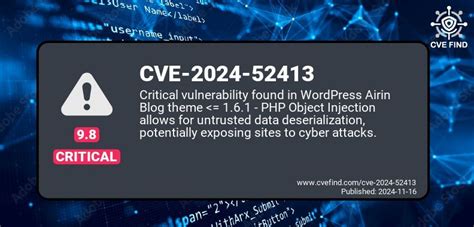 Cve Find On Linkedin Cve 2024 52413 Critical Deserialization Of Untrusted Data Vulnerability