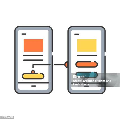 프로토타입 색상 선 아이콘입니다 새 모델 또는 기존 제품의 새 버전을 파생할 수 있는 작업 예제입니다 모바일 앱용 픽토그램 Ui