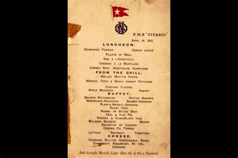 The Titanics Incredible Menu Revealed For Every Class