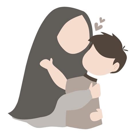 Muslim Mother Hugging Her Son Illustration 20547401 Vector Art At Vecteezy