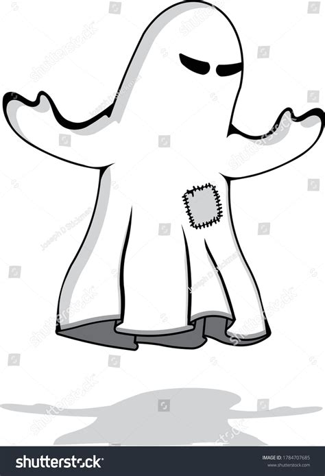 Fun Vector Cartoon Illustration Floating Ghost Stock Vector Royalty Free 1784707685