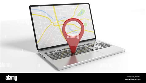 Travel And Navigation Concept Map Pointer Location On A Laptop 3d