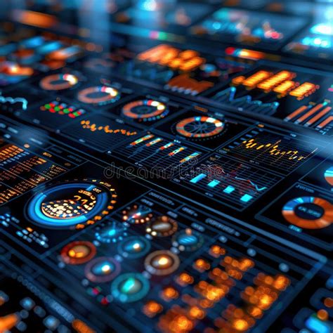 Digital Dashboard Interface With Data Visualization Stock Illustration