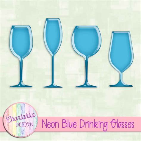 Free Neon Blue Drinking Glasses Design Elements