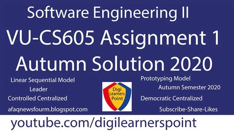 Cs605 Assignment 1 Autumn Solution 2020 Vu Software Engineering Ii Youtube