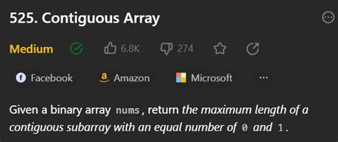 Leetcode 525 Contiguous Array Array Medium Nerd For Tech