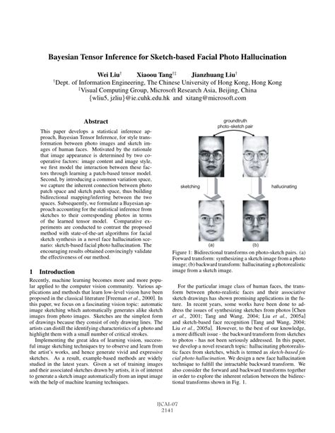 Pdf Bayesian Tensor Inference For Sketch Based Facial Photo Hallucination
