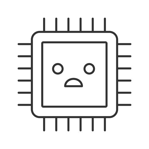 Sad Processor Linear Icon Bad CPU Thin Line Illustration Microprocessor Failure Central