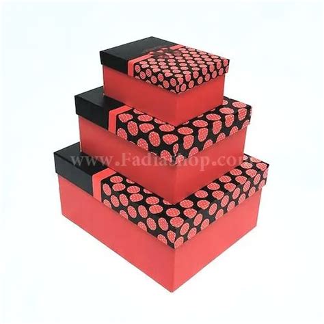 جعبه کادو هارد باکس مستطیل 3 قرمز مشکی فروشگاه اینترنتی فادیا