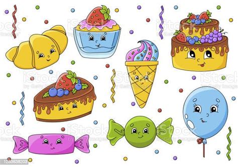 귀여운 만화 캐릭터와 스티커 세트 생일 축하 테마 손으로 그린 다채로운 팩 벡터 그림입니다 패치 배지 컬렉션 레이블 디자인 요소입니다 일일 플래너 일기 주최자 0명에 대한