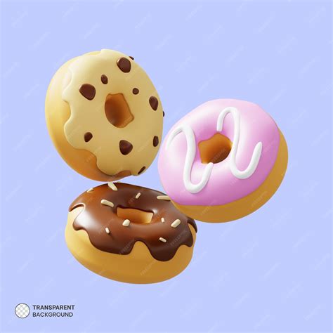 도넛 아이콘 절연 3d 렌더링 그림 무료 Psd 파일