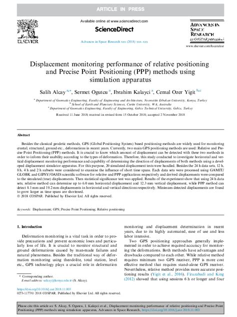 pdf displacement monitoring performance of relative positioning and
