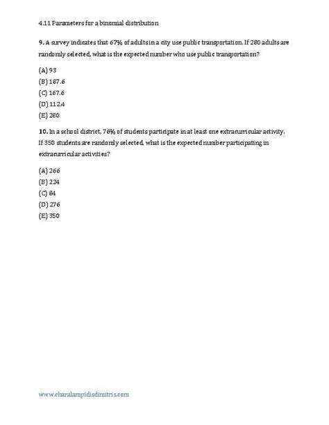 Ap Statistics 4 11 Parameters For A Binomial Distribution Mega Practice Set