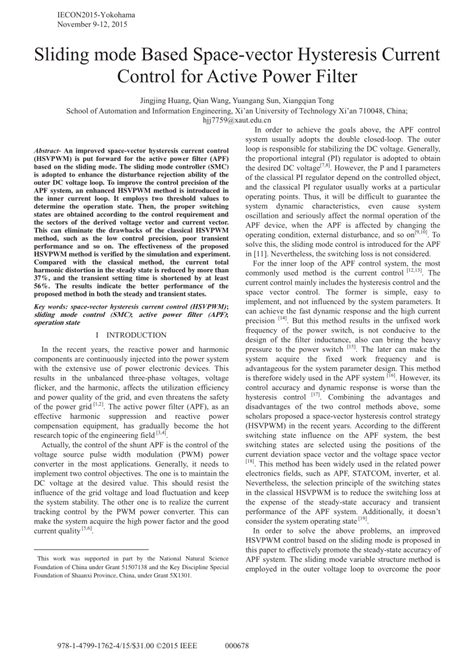 Pdf Sliding Mode Based Space Vector Hysteresis Current Control For Active Power Filter