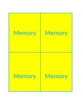 Memory Game Template For All Grade Levels Or Subjects TpT