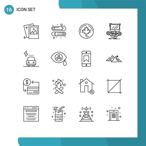 User Interface Pack Of 16 Basic Outlines Of Car Multiplayer Autumn Internet Game Editable Vector