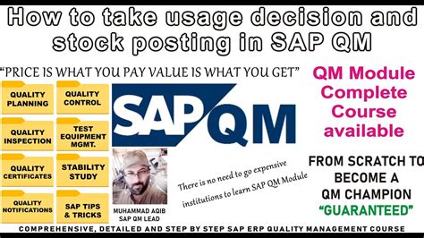 Complete Sap Erp Qm Module Course Available How To Take Ud And Stock Posting In Sap Qm Youtube
