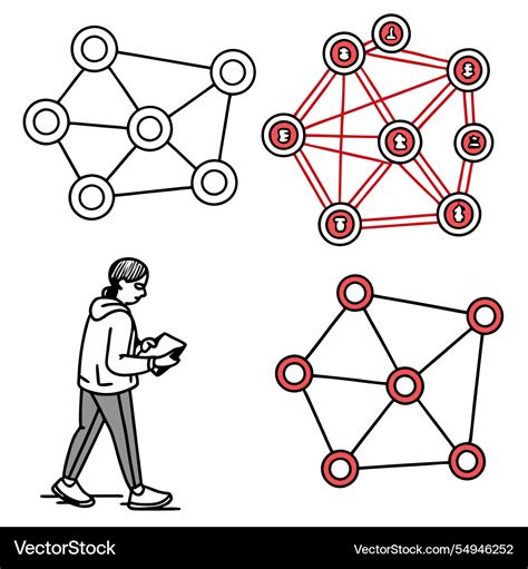 Simplified Blockchain Network Diagrams Royalty Free Vector