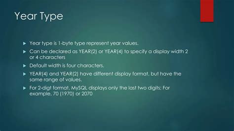 mysql data types pptx databases computer software and applications