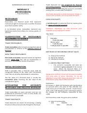 Module Receivables Pdf INTERMEDIATE ACCOUNTING MODULE RECEIVABLES Prepared By Wisdom