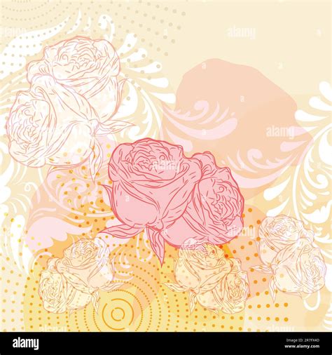 Vector Modern Grunge Background With Roses With Space For Your Text