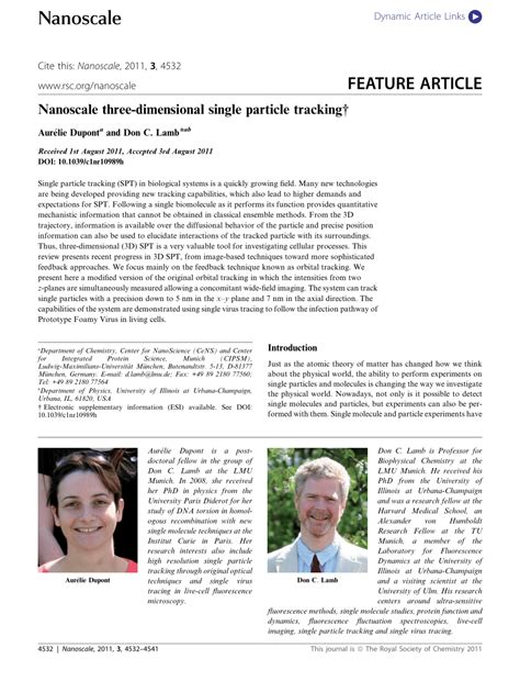 Pdf Nanoscale Three Dimensional Single Particle Tracking