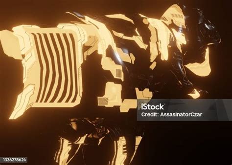 어두운 검은 색 배경에 기계 미래 조명 T렉스의 3d 렌더링 그림 0명에 대한 스톡 사진 및 기타 이미지 0명 3차원 형태 Sf 영화 Istock