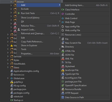 how to include files into solution automatically rider support