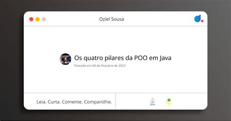 Os Quatro Pilares Da Poo Em Java Oziel Sousa Java Poo Dio