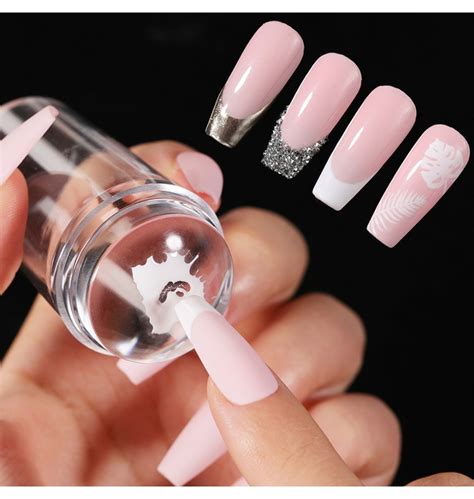 셀프 프렌치 네일 스탬프 양면 꾹꾹이 젤네일 아트 재료 투명 실리콘 도장 생화네일 티몬
